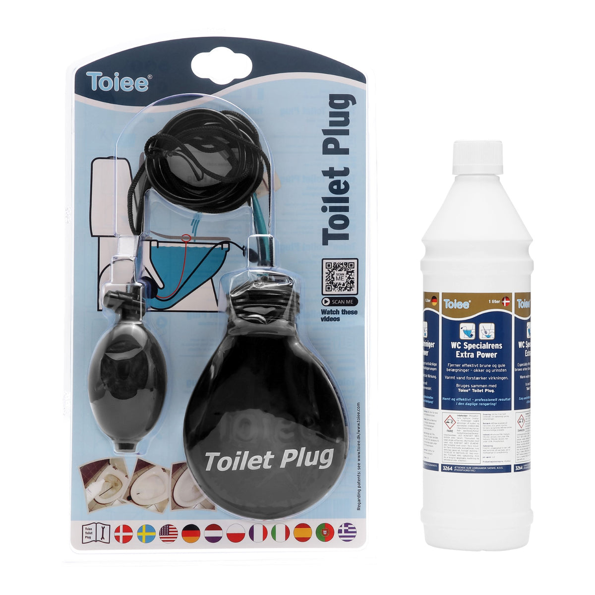 1 Toiee toiletplug og 1 liter Toiee Special WC Specialrens EKSTRA POWE ...